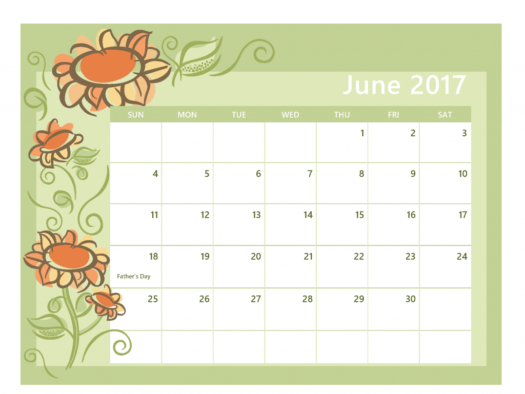Calendar For June 2017 Printable Templates Download | Oppidan Library